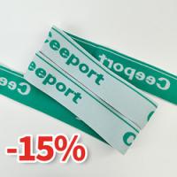 China Free Sample Jacquard Webbing Mint Color Elastic Band Jacquard Elastic Band Two Tone Elastic Band with Stripe and Letters for sale