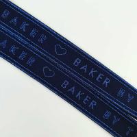 China Navy Letter Pattern Narrow Stretch Lace Trim Decorative Elastic Ribbon Christmas Elastic Ribbon for sale