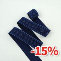 China Navy Letter Pattern Narrow Stretch Lace Trim Decorative Elastic Ribbon Christmas Elastic Ribbon for sale