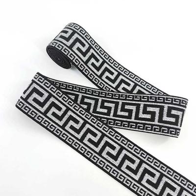 China New Design Black Elastic Web Band Jacquard Elastic Band Elastic Webbing for Clothes for sale