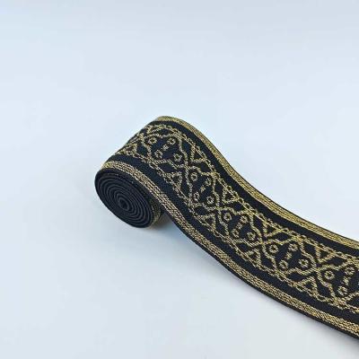 China Black Gold Elastic Band Jacquard Elastic Band Resistance Webbing for Clothes for sale