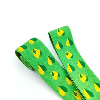 China Free Sample Green Elastic Band Heart Shape Pattern Jacquard Elastic Band Elastic Webbing for Garments for sale