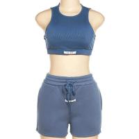 China Summer Custom Logo Tank Crop Top with Shorts Jogger Set Tracksuit Two Piece Set for Women Clothing for sale