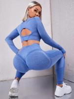 China Workout Outfit Sports Wear Push up Yoga Suits Women Long Sleeves Scrunch Leggings Yoga Set Gym Fitness Set Run Clothes Tracksuit for sale