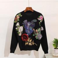 China High Quality Sequins Flower Long-Sleeved Knitwear Sweater Casual Pants 2 Piece Knit Set Women Autumn and Winter Tracksuit for sale