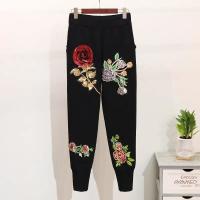 China High Quality Sequins Flower Long-Sleeved Knitwear Sweater Casual Pants 2 Piece Knit Set Women Autumn and Winter Tracksuit for sale