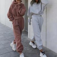 China Autumn Winter Jogger Jumper Gym Workout Women Fall 2 Piece Set Crop Top Oversize Hoodie Tracksuits for sale