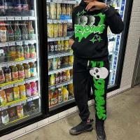 China Custom Flared Puff Printing Stacked Sweat Suits Slim Fit Puff Print Men Tracksuit Sweatsuit for sale