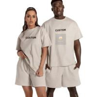 China Customized Women Summer 2 Piece Tracksuit Short Set Unisex Sweatsuit Printed Short Sleeve Summer Shorts T Shirt Set for Men for sale