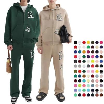 China Luxury Brand Men&prime;s Tracksuit Embroidered Chenille Zip up Hoodie and Sweatpants Set Casual Sweatsuit for Men for sale