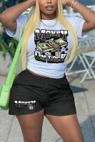China Summer Short Sleeve Graffiti Printing T-Shirt Shorts Women Tracksuit Two Piece Short Sets for sale