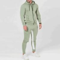 China Active Wear High Quality Heavyweight 100% Cotton Men Tracksuit Custom Full Zip Sweatpants and Hoodies Set for Men for sale