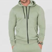 China Active Wear High Quality Heavyweight 100% Cotton Men Tracksuit Custom Full Zip Sweatpants and Hoodies Set for Men for sale