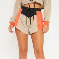 China Crop Top Women Jogger Shorts Set Color Block Polyester Windbreaker Tracksuits Sweatsuit for sale