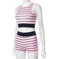 China Fitness Women Two Piece Sets Sleeveless Trend Tank Top+High Waist Shorts Bodycon Patchwork Sportswear Tracksuit Suit for sale