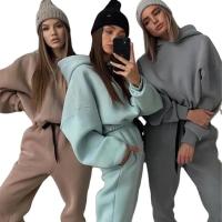 China Drawstring Pants Two Piece Sets Women Tracksuit Jogging Suits Women Sweatpants and Hoodie Set for sale