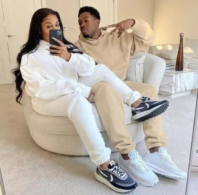 China Custom Logo Jogger 100% Cotton Women Sportswear White Unisex Men Sweatsuit Tracksuit Hoodie Set for sale