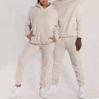China Custom Logo Jogger 100% Cotton Women Sportswear White Unisex Men Sweatsuit Tracksuit Hoodie Set for sale