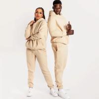 China Custom Logo Jogger 100% Cotton Women Sportswear White Unisex Men Sweatsuit Tracksuit Hoodie Set for sale