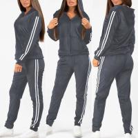 China Custom Women Sport Clothing Fashion Hooded Training Track Sweat Suit Jogging Suits Wholesale Velvet Tracksuits for sale