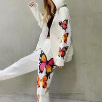 China Casual Print Long Sleeve Cardigan Hoodie Sweatpants Women 2 Piece Sweatsuit Tracksuit Set for sale