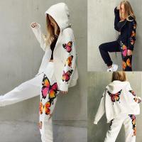 China Casual Print Long Sleeve Cardigan Hoodie Sweatpants Women 2 Piece Sweatsuit Tracksuit Set for sale