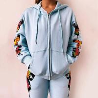 China Casual Print Long Sleeve Cardigan Hoodie Sweatpants Women 2 Piece Sweatsuit Tracksuit Set for sale