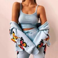 China Casual Print Long Sleeve Cardigan Hoodie Sweatpants Women 2 Piece Sweatsuit Tracksuit Set for sale