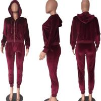 China High Quality Velvet Custom Zip Hoodie Joggers Two Piece Velour Tracksuit Women for sale