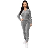 China High Quality Velvet Custom Zip Hoodie Joggers Two Piece Velour Tracksuit Women for sale