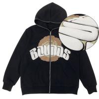 China Custom Wholesale 100% Cotton Premium 3D Full Zip up Puff Print Hoodie for sale