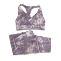 China Custom Logo 5 Pieces Yoga Set Tie Dye Sports Bra and Legging Set Workout Yoga Fitness Wear Sets for Women for sale