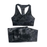 China Custom Logo 5 Pieces Yoga Set Tie Dye Sports Bra and Legging Set Workout Yoga Fitness Wear Sets for Women for sale
