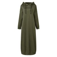 China Solid Color of Long Style Set Islamic Clothing Autumn Winter Hooded Coat for Abaya Women Muslim Dress and Lady Hoodies Coat for sale