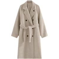 China Fall and Winter Woman&prime;s Coats Ladies Jackets Woolen Solid Turn Down Collar Long Coats for Woman for sale