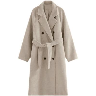 China Fall and Winter Woman&prime;s Coats Ladies Jackets Woolen Solid Turn Down Collar Long Coats for Woman for sale