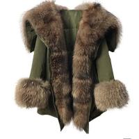 China High Quality Thick Warm Raccoon Fur Parka Jackets Fashion Winter Down Padded Real Fur Lining Puffer Coat for Womens for sale