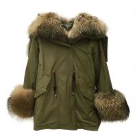 China High Quality Thick Warm Raccoon Fur Parka Jackets Fashion Winter Down Padded Real Fur Lining Puffer Coat for Womens for sale