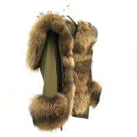 China High Quality Thick Warm Raccoon Fur Parka Jackets Fashion Winter Down Padded Real Fur Lining Puffer Coat for Womens for sale