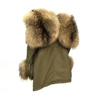 China High Quality Thick Warm Raccoon Fur Parka Jackets Fashion Winter Down Padded Real Fur Lining Puffer Coat for Womens for sale