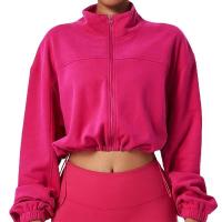 China High Quality Custom Zip up Hoodies Streetwear Causal Crop Jackets Women Oversized Drawstring Cropped Hoodies for sale