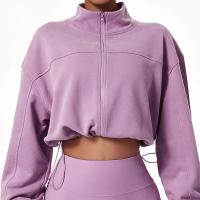 China High Quality Custom Zip up Hoodies Streetwear Causal Crop Jackets Women Oversized Drawstring Cropped Hoodies for sale
