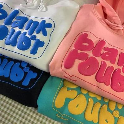 China Custom Streetwear Hip Hop 100% Cotton Heavy Weight Puff Print Hoodie Pullover 3D Puff Printing Sweatshirts Hoodies for Men for sale