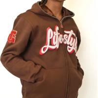 China OEM Custom Made Men Oversized Pullover Full Zip up 3D Logo Puff Print Hoodie for sale