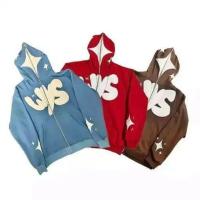 China Quality 100% Cotton Y2K Custom Zipup Puff Print 3D Foam Fleece Blank Men&prime;s Fullzip Oversized Zipped Zipper Full Zip up Hoodie for sale
