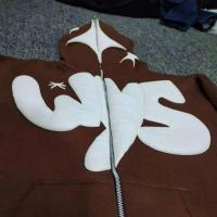 China Quality 100% Cotton Y2K Custom Zipup Puff Print 3D Foam Fleece Blank Men&prime;s Fullzip Oversized Zipped Zipper Full Zip up Hoodie for sale