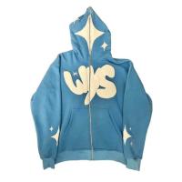 China Quality 100% Cotton Y2K Custom Zipup Puff Print 3D Foam Fleece Blank Men&prime;s Fullzip Oversized Zipped Zipper Full Zip up Hoodie for sale