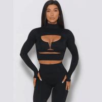 China Wholesale 3 Piece Sportswear Long Sleeve Crop Top Pant Yoga Workout Set Women Clothing Active Wear Gym Fitness Sets for sale