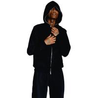 China Mens Hoodies Custom Logo on Face Chest Embroidery Design Slim Body Heavy Weight Hoodies Men Full Zip up Hoodie for sale