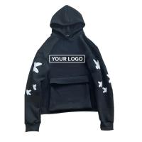 China Wholesale Custom Full 3D Puff Print Casual Raw Hem Hooded Pullover Embroidery Logo Cut Edge Hoodie for sale
